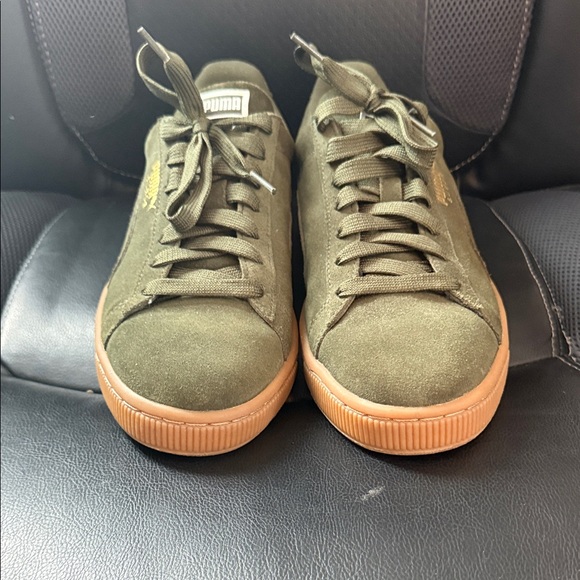 Puma | Shoes | Puma Khaki Suede Sneakers With Gum Sole | Poshmark